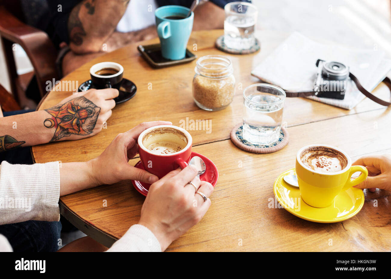 Group Of People Drinking Coffee Concept Stock Photo - Alamy
