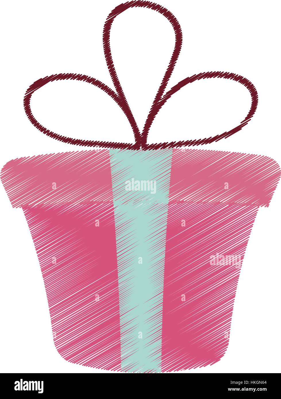 drawing pink gift box present ribbon valentine day vector illustration ...