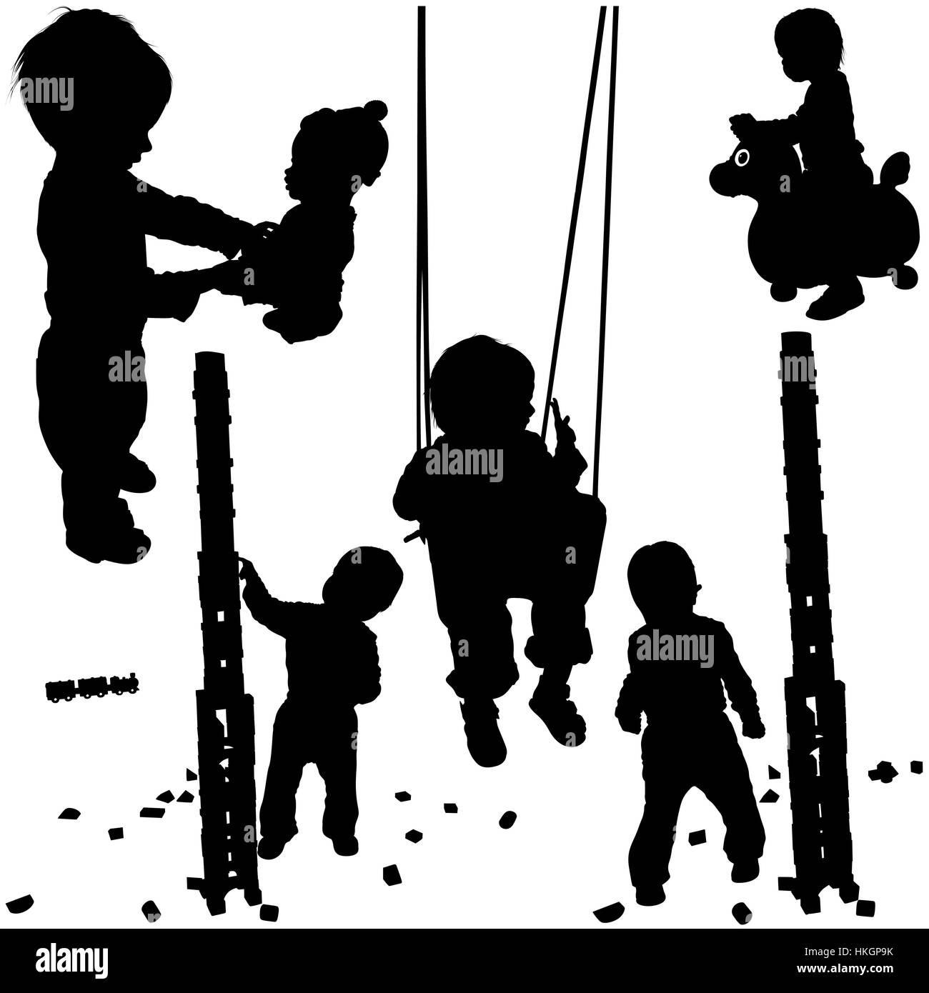 Playing Children Silhouettes Stock Vector Image & Art - Alamy