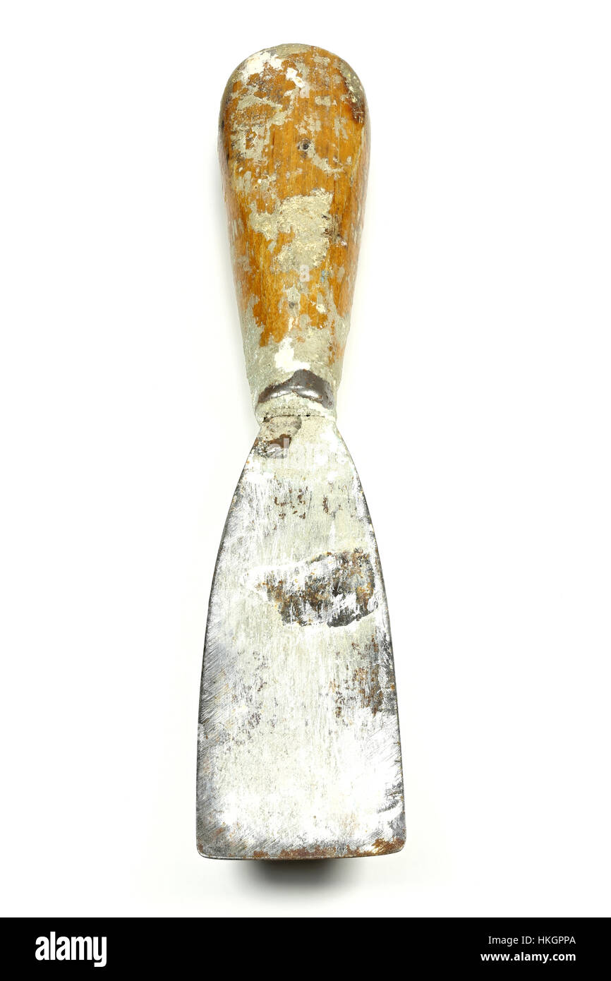 used hand scraper isolated on white background Stock Photo - Alamy