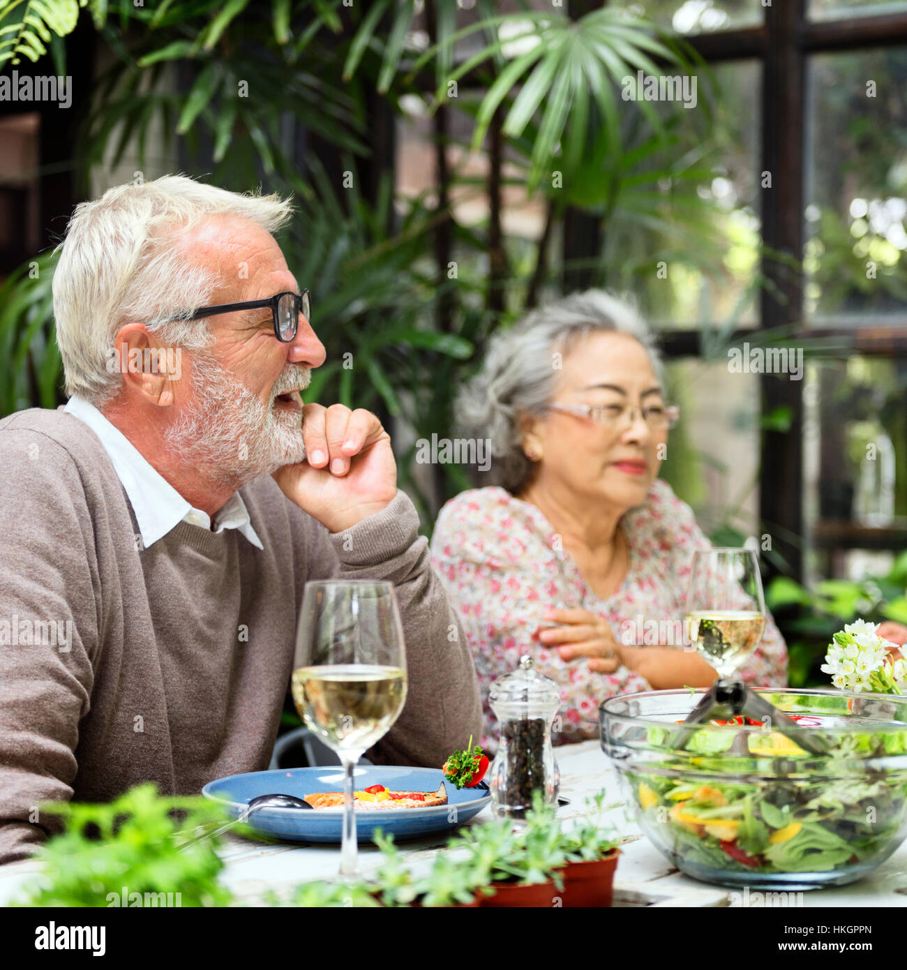 Senior Group Relax Lifestyle Dinning Concept Stock Photo - Alamy