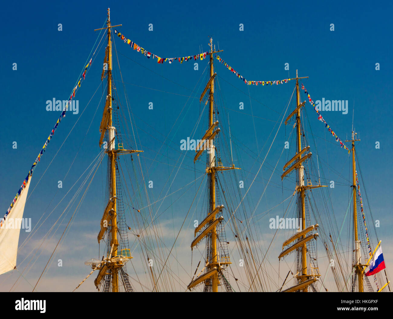 Masts of sailing boat Stock Photo - Alamy