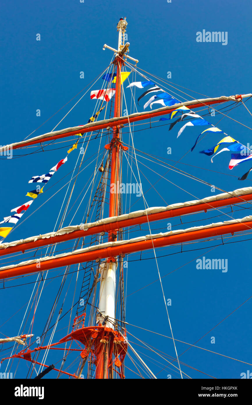Masts of sailing boat Stock Photo - Alamy