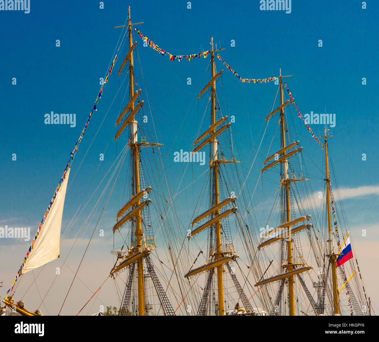 Masts of sailing boat Stock Photo - Alamy