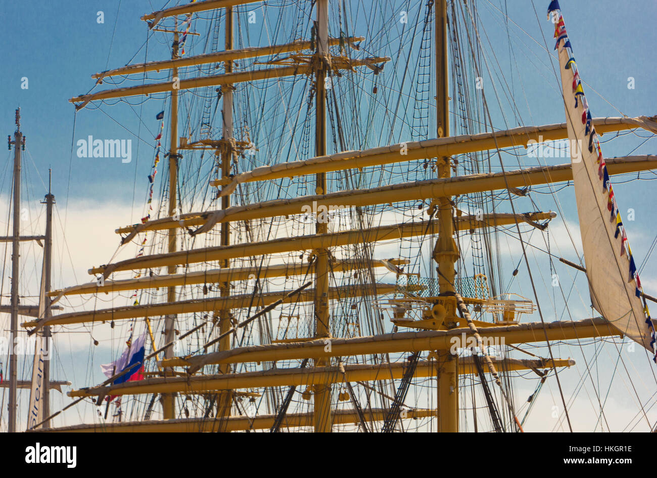 Masts of sailing boat Stock Photo - Alamy