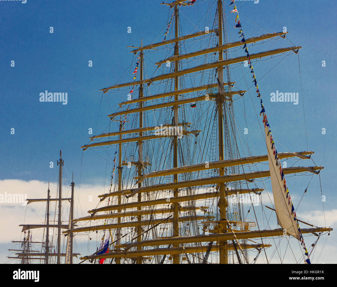 Masts of sailing boat Stock Photo - Alamy