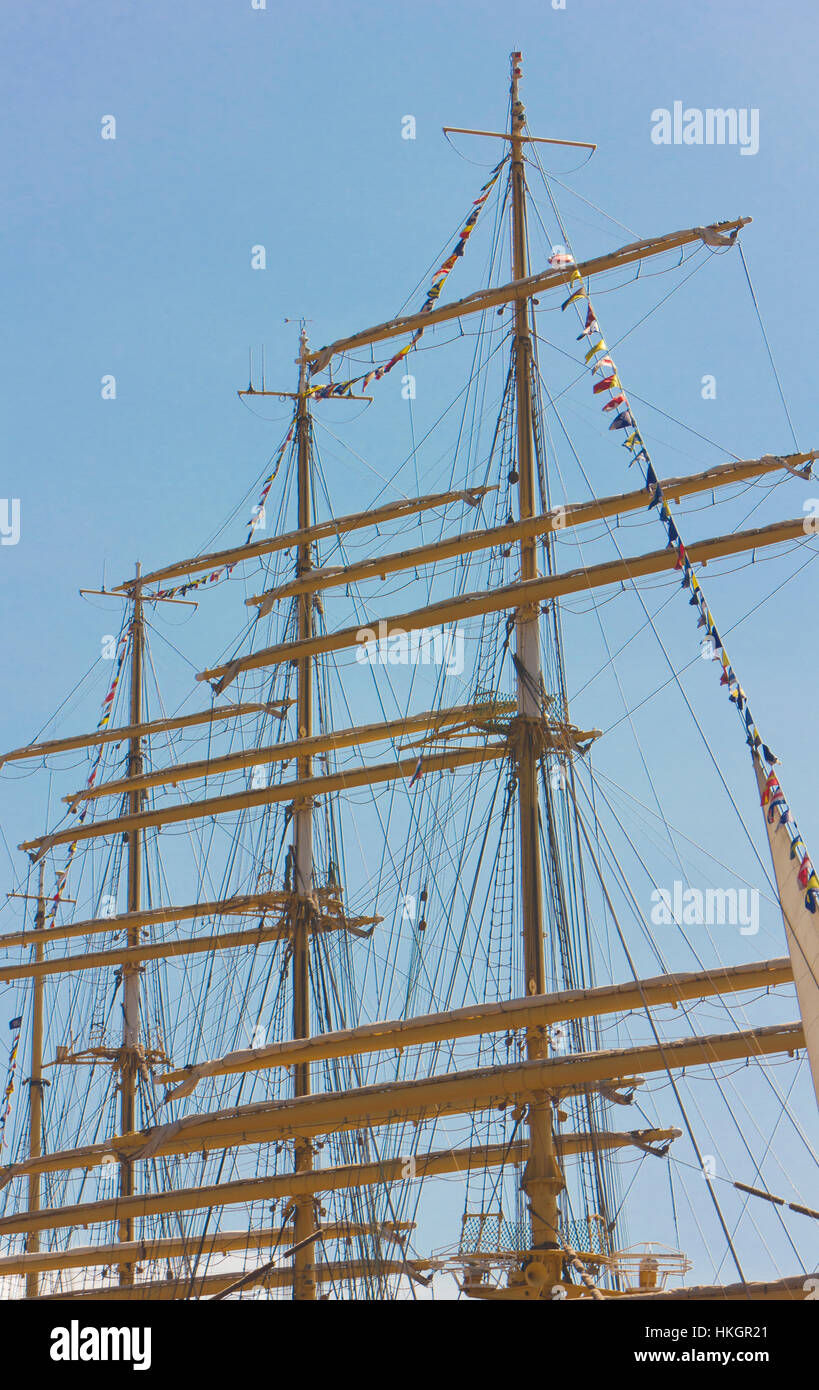 Masts of sailing boat Stock Photo - Alamy