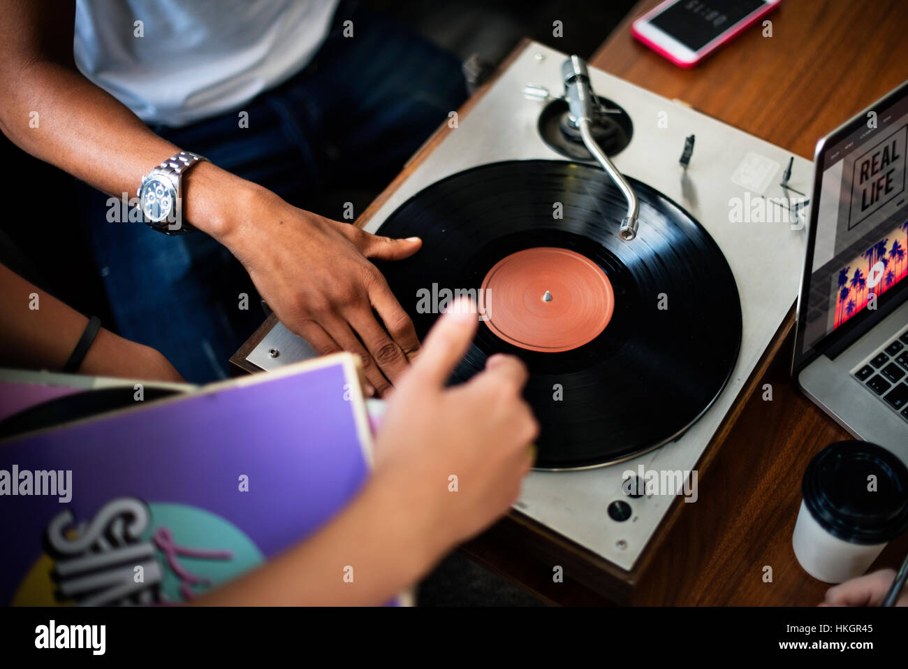 Turntable Vinyl Record DJ Scratch Music Entertainment Concept Stock ...