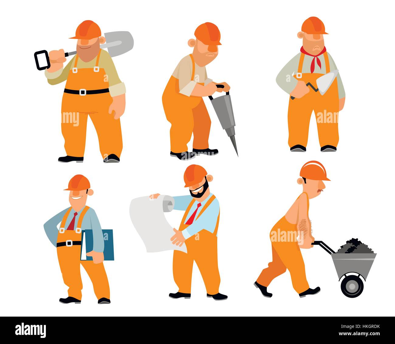 Vector illustration of a six builders set Stock Vector Image & Art - Alamy