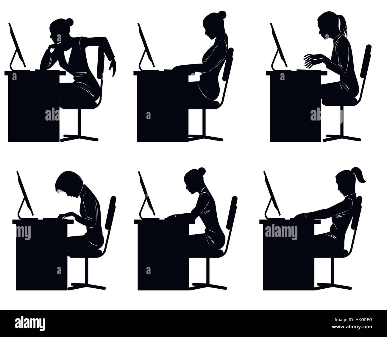 Vector illustration of a six businesswomen silhouettes Stock Vector ...