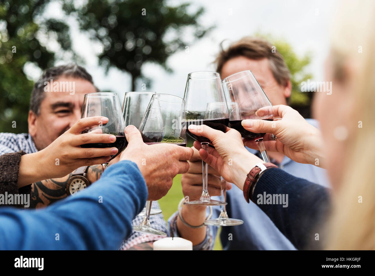 Group Of People Cheers Concept Stock Photo - Alamy