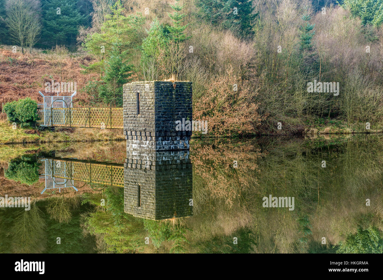 Control Tower at Clydach Reservoir, Llanwonno, South Wales Stock Photo ...