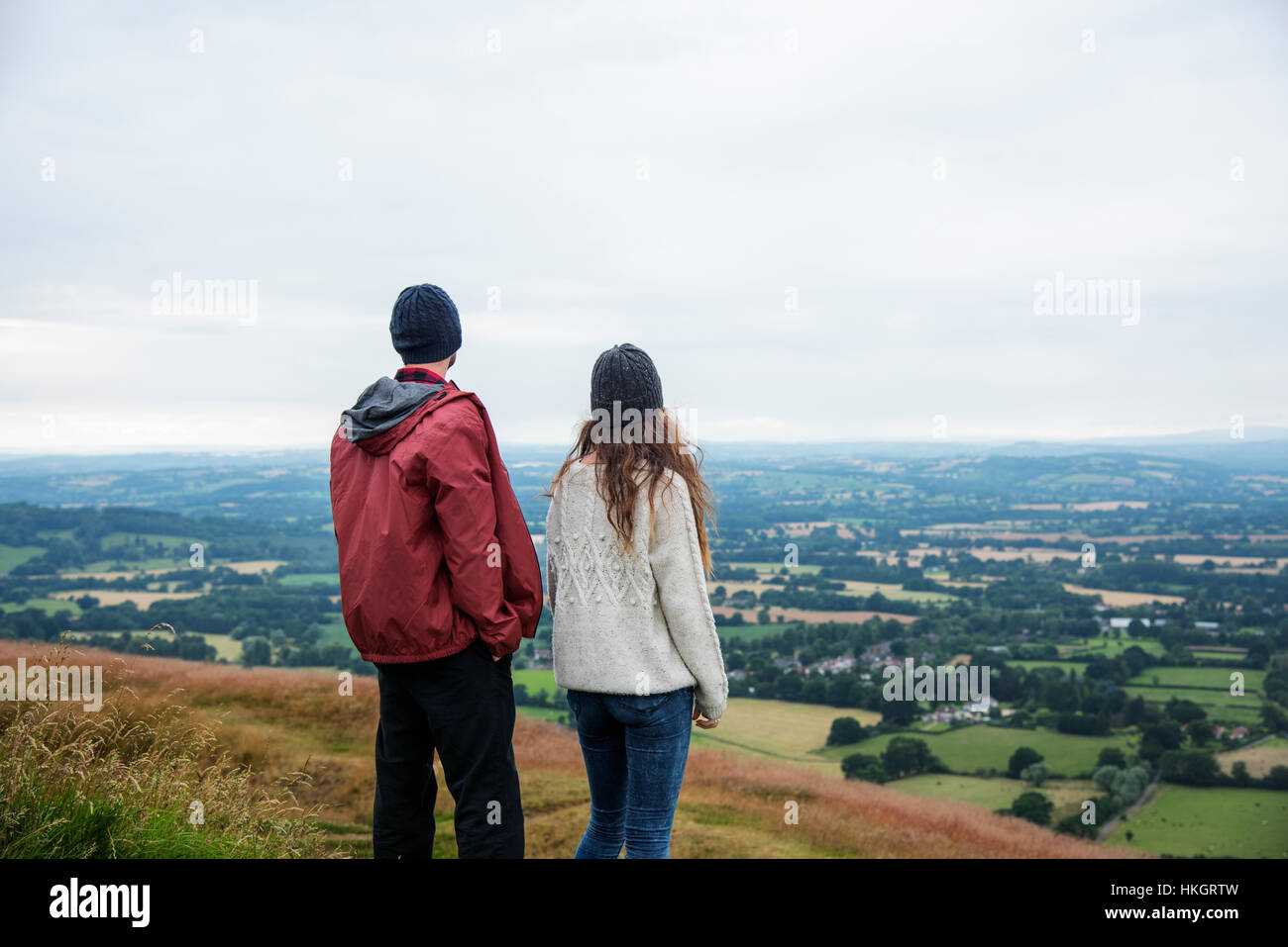 People Rear View Top Mountain Carefree Togetherness Concept Stock Photo ...