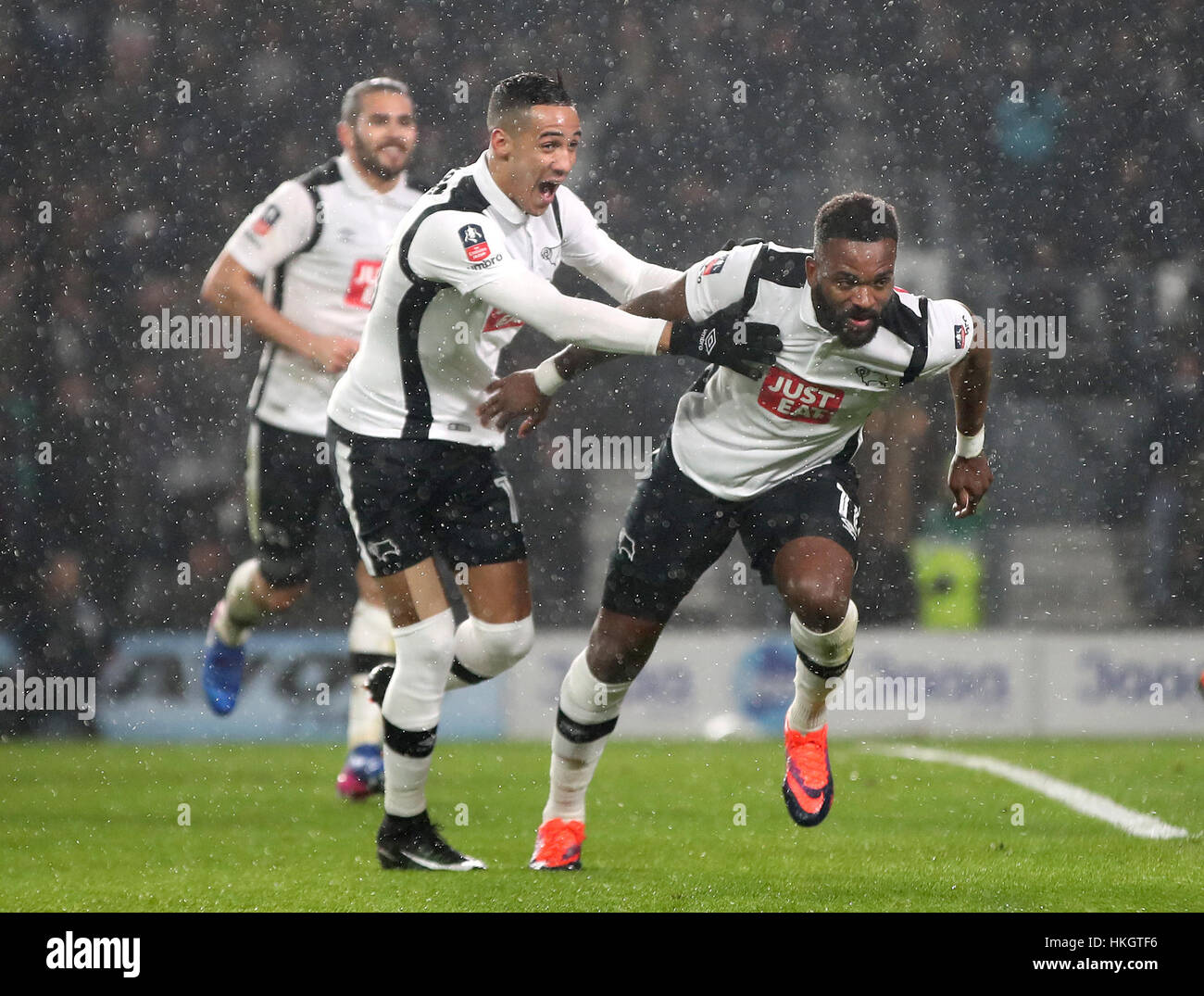 Derby countys darren bent celebrates scoring the first goal hi-res ...