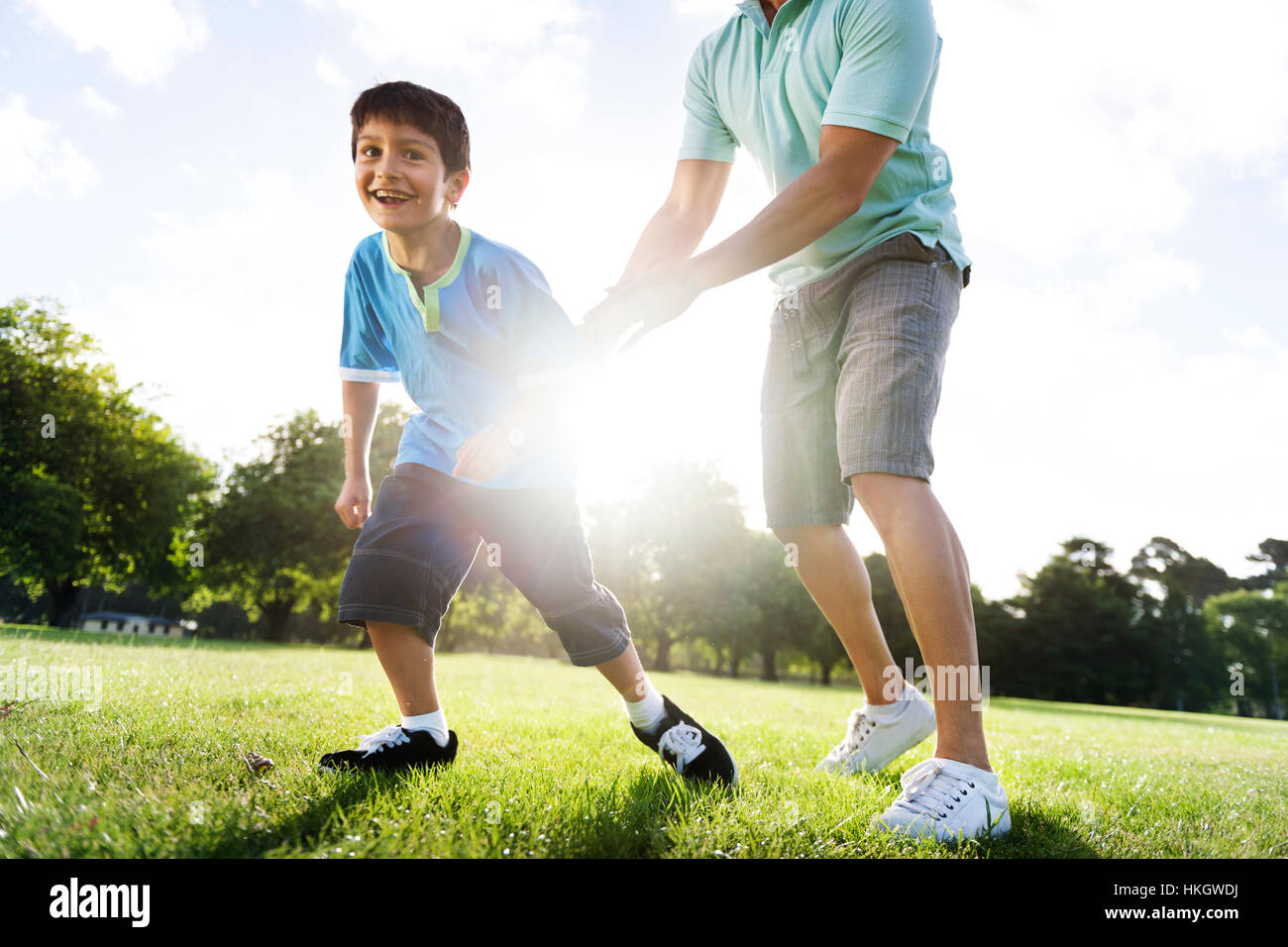 Soccer Football Field Father Son Activity Summer Concept Stock Photo ...
