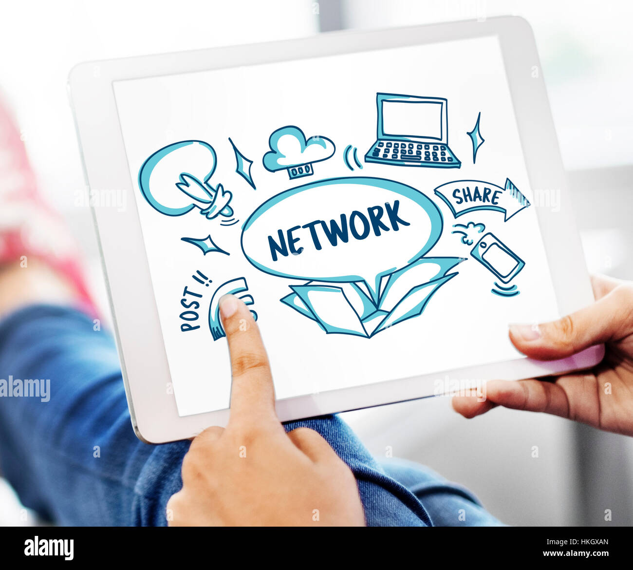Network Connection Ideas Outside Box Sketch Concept Stock Photo - Alamy