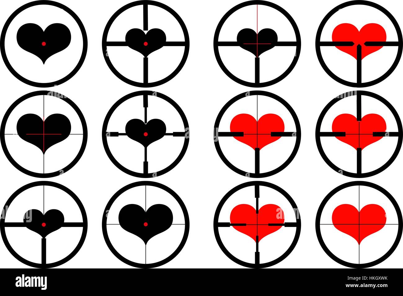 heart , targeted at heart, reticule, viewfinder, target graphics Stock ...