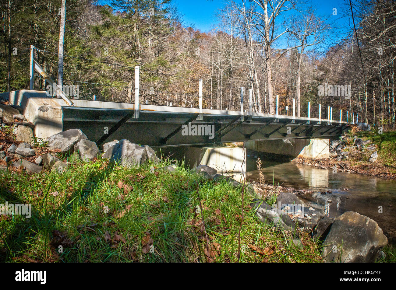 New railroad bridge over stream Stock Photo - Alamy