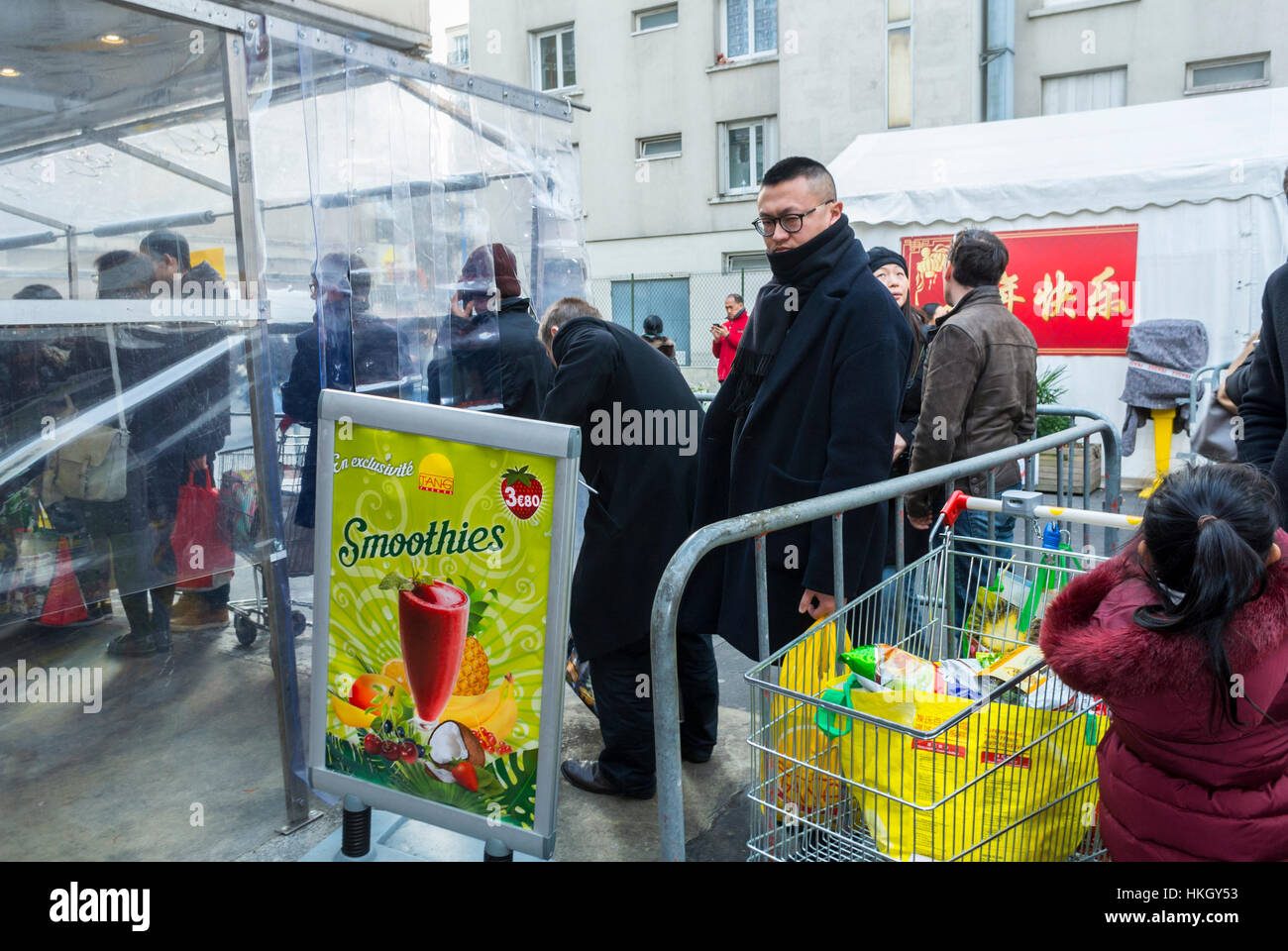 Paris, France, Medium Crowd of People, French CHinese Shopping Outside ...