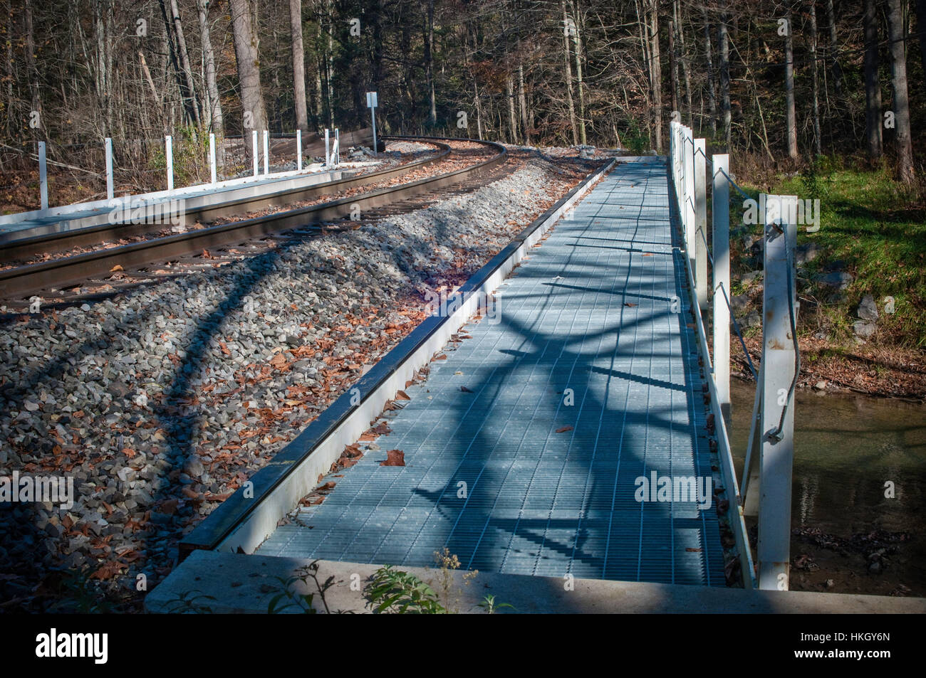 New railroad bridge over stream Stock Photo - Alamy