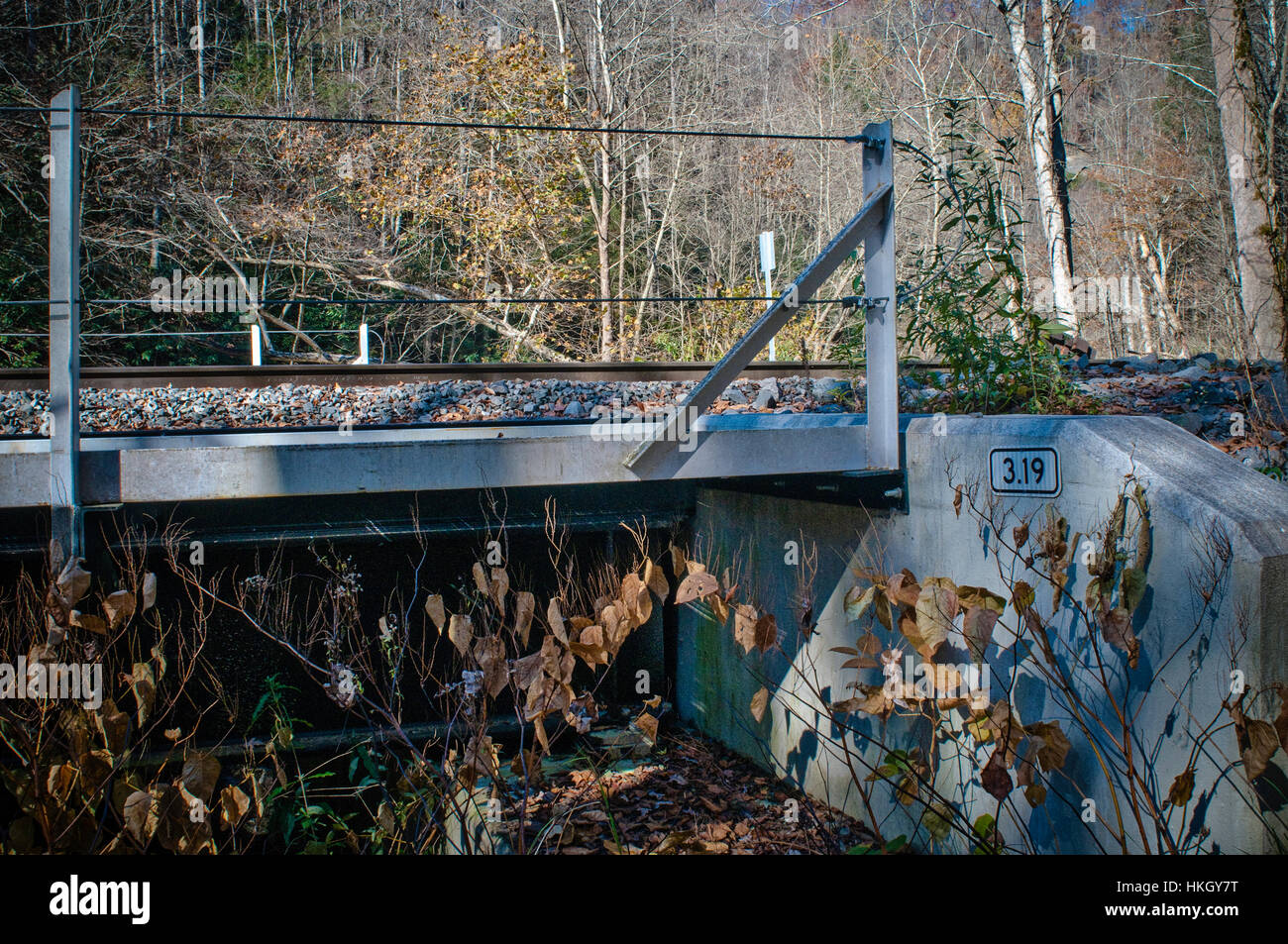 New railroad bridge over stream Stock Photo - Alamy