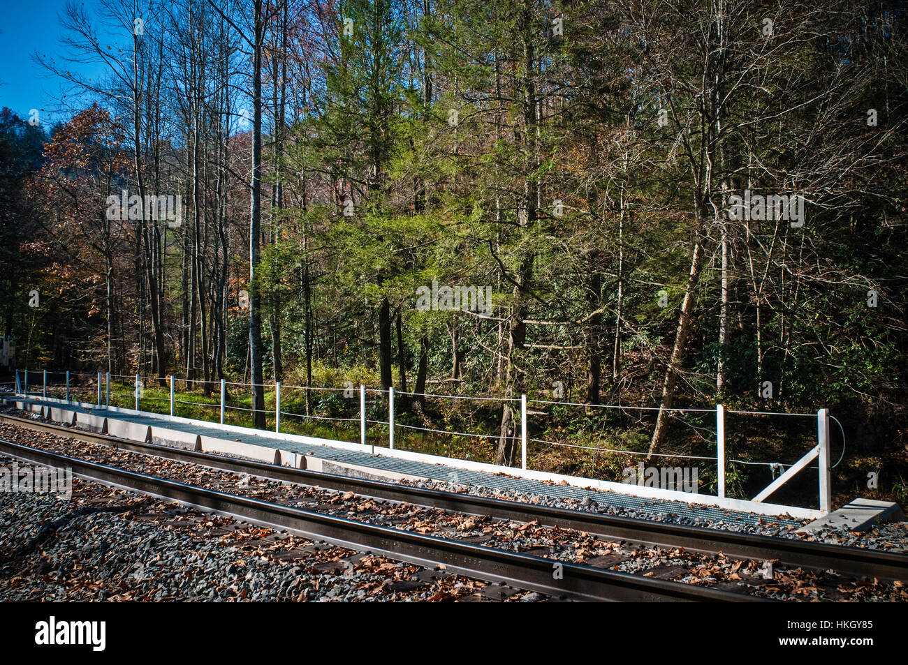 New railroad bridge over stream Stock Photo - Alamy
