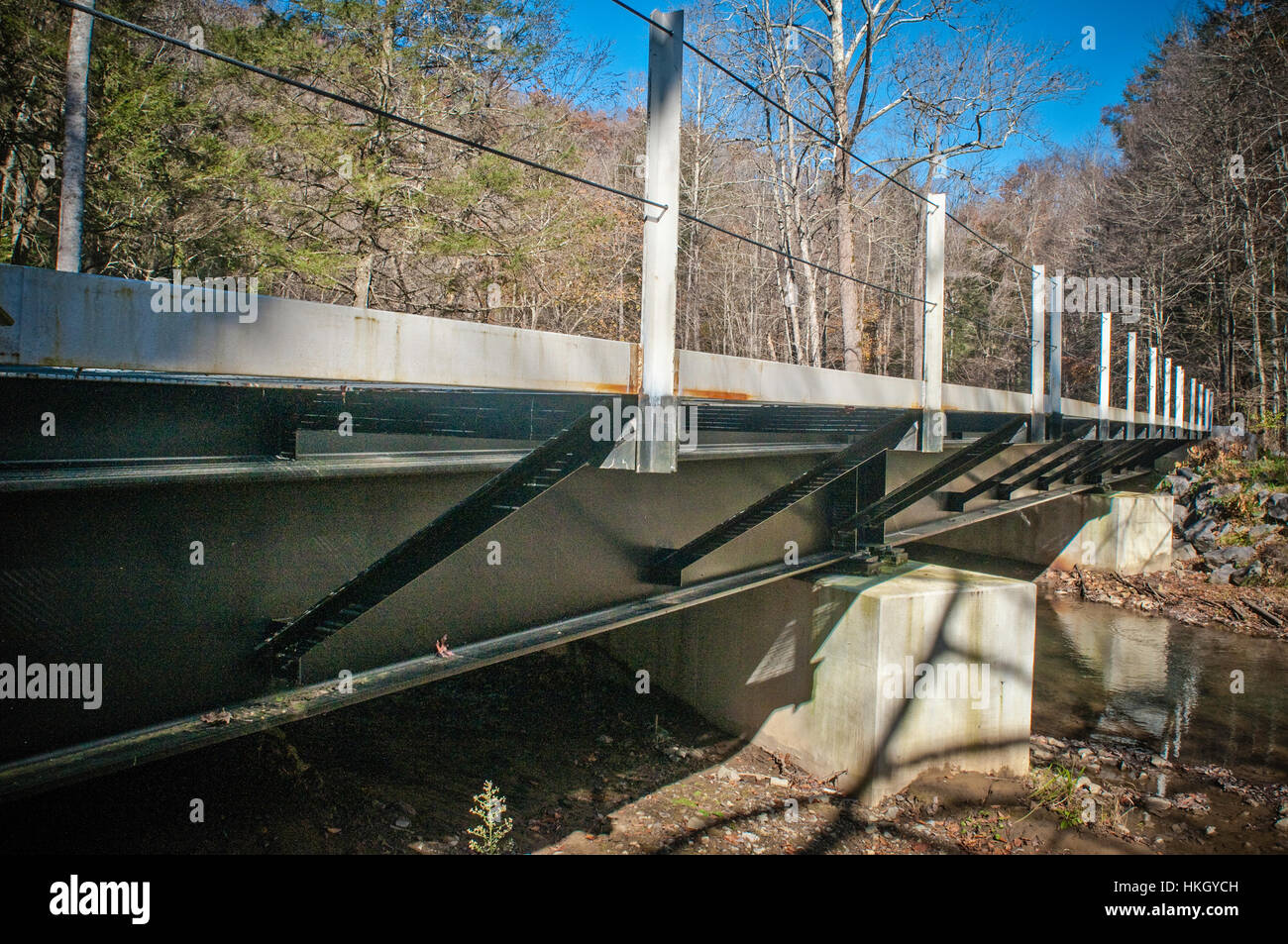 New railroad bridge over stream Stock Photo - Alamy