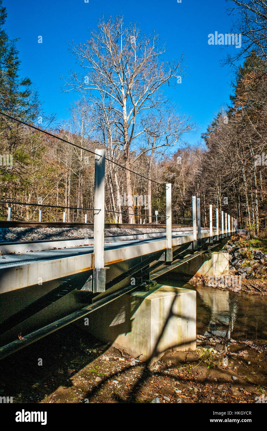New railroad bridge over stream Stock Photo - Alamy