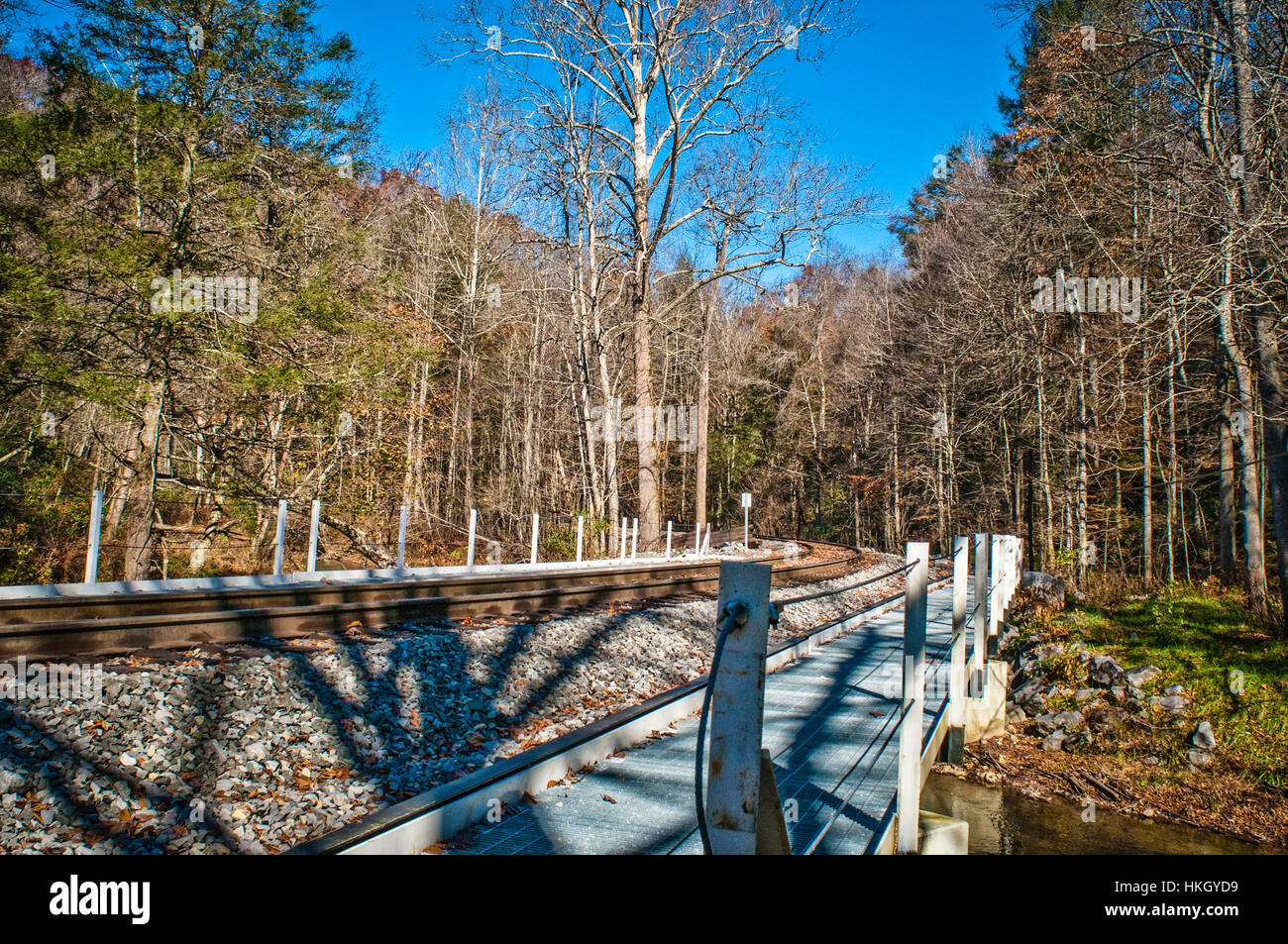 New railroad bridge over stream Stock Photo - Alamy
