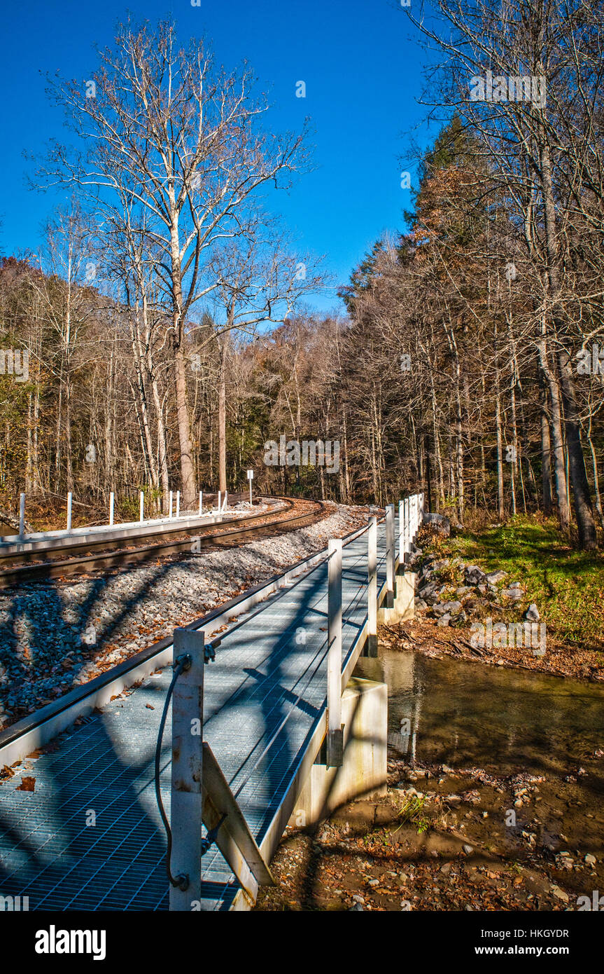 New railroad bridge over stream Stock Photo - Alamy