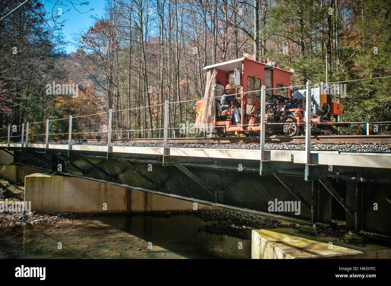 New railroad bridge over stream Stock Photo - Alamy