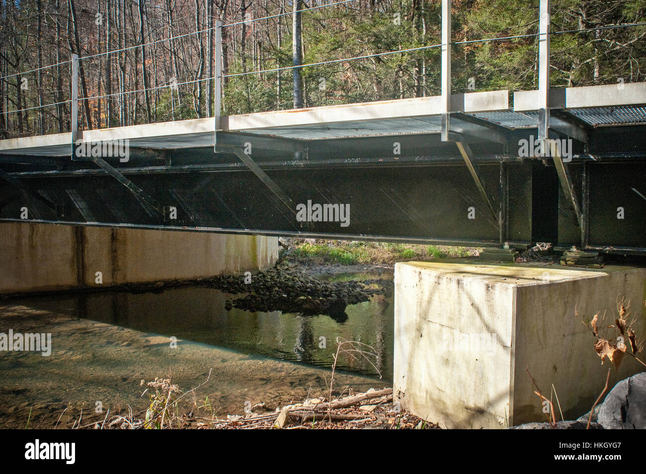 New railroad bridge over stream Stock Photo - Alamy