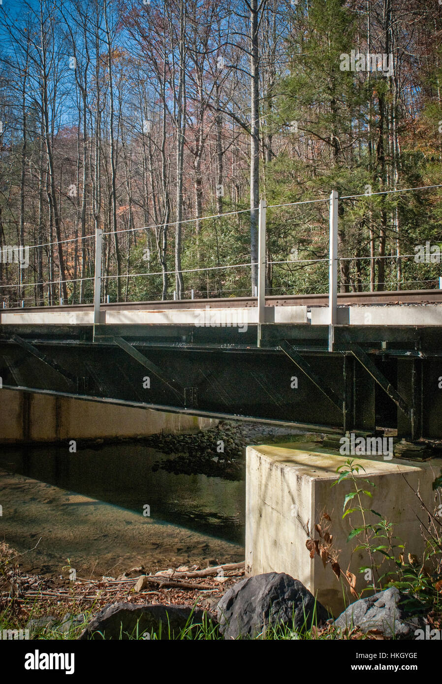 New railroad bridge over stream Stock Photo - Alamy