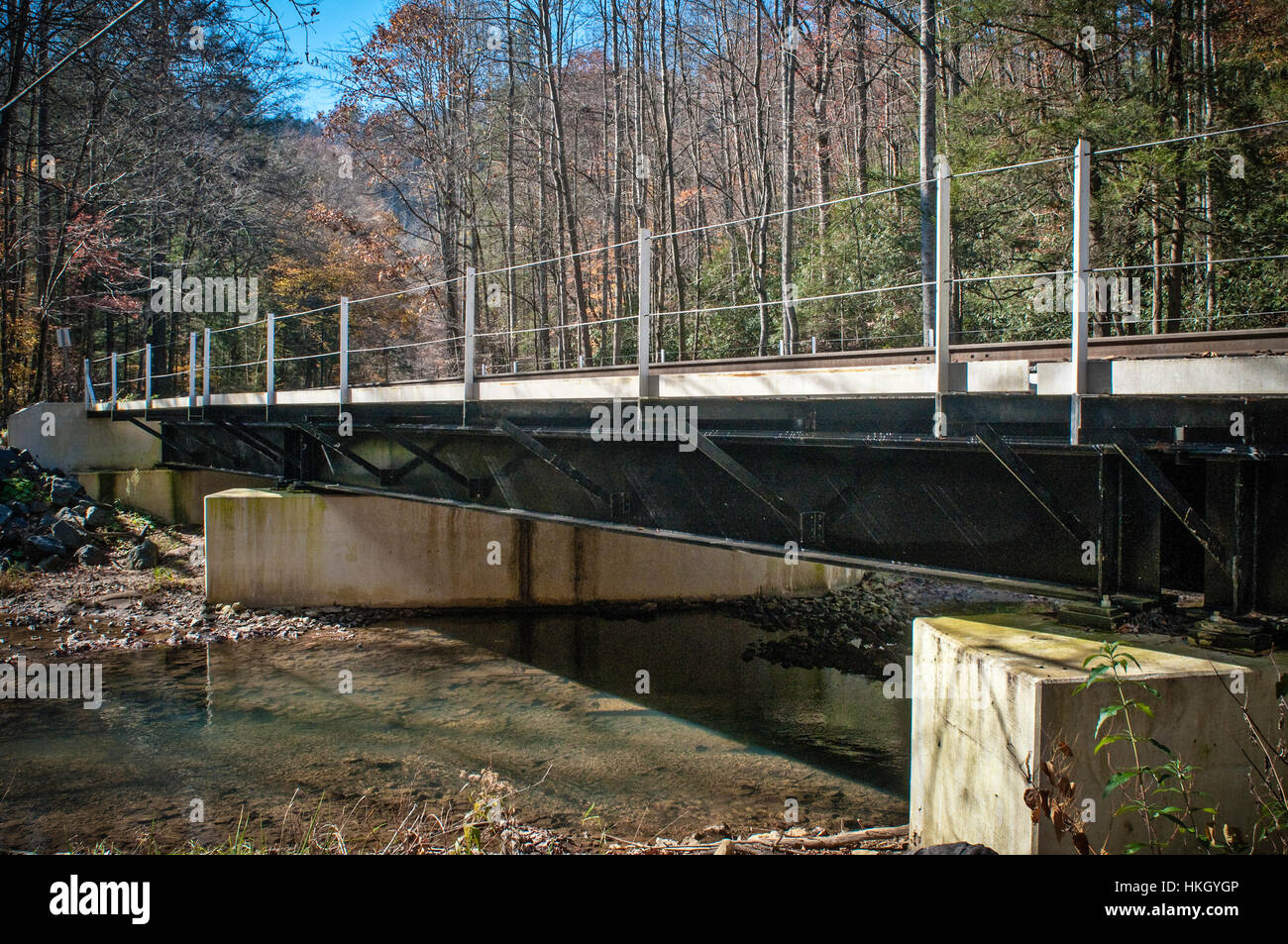 New railroad bridge over stream Stock Photo - Alamy