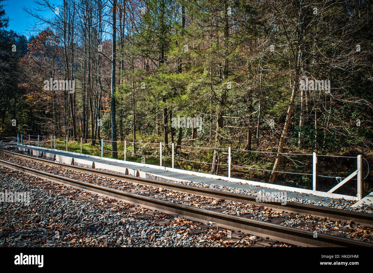 New railroad bridge over stream Stock Photo - Alamy