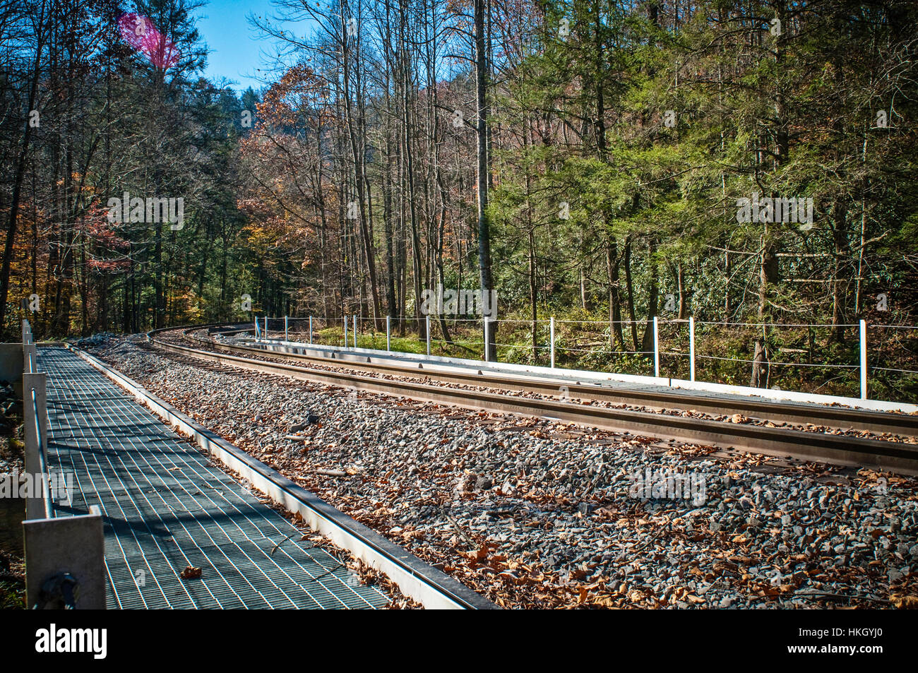 New railroad bridge over stream Stock Photo - Alamy