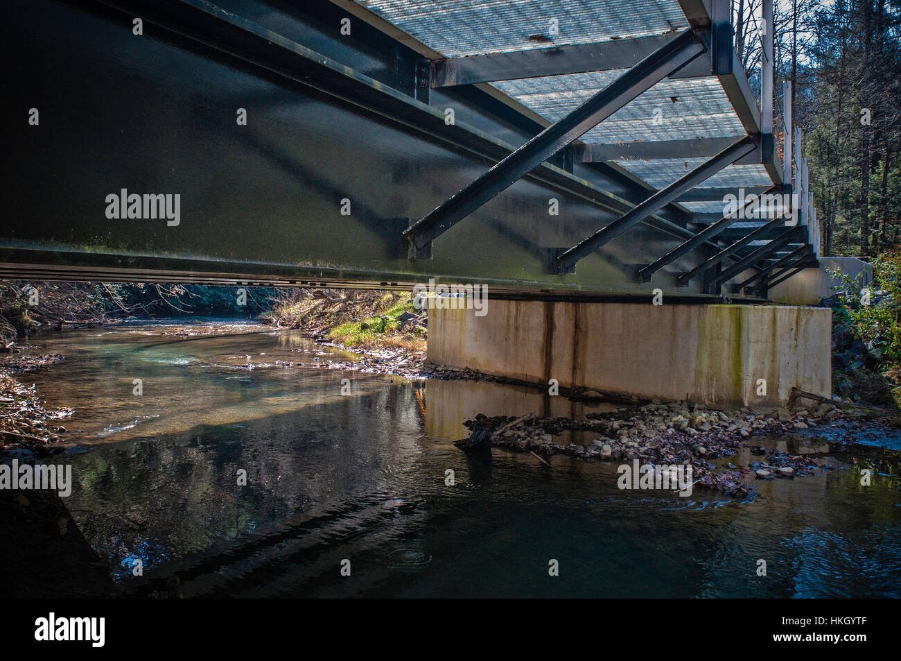 New railroad bridge over stream Stock Photo - Alamy