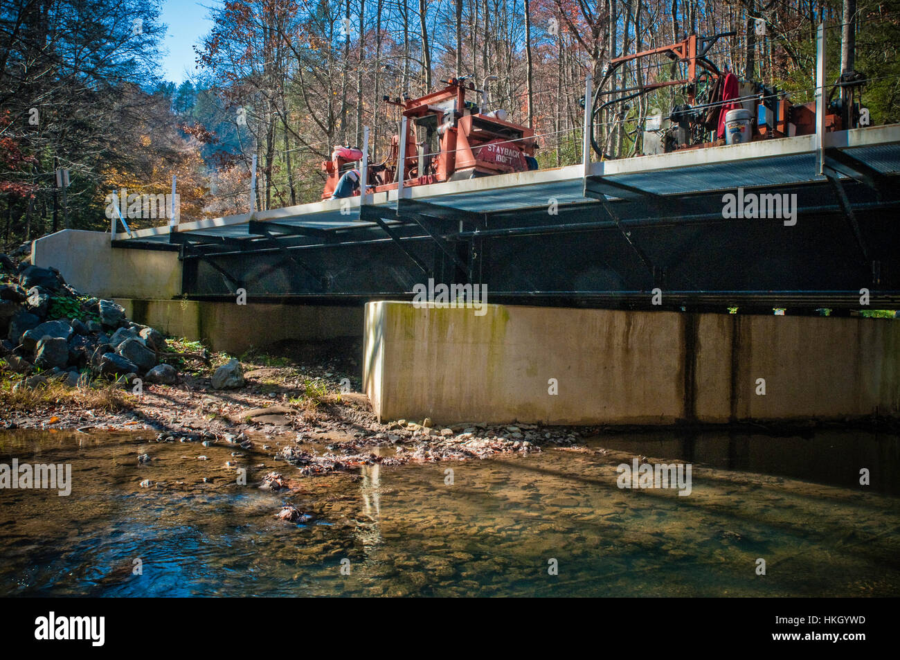 New railroad bridge over stream Stock Photo - Alamy