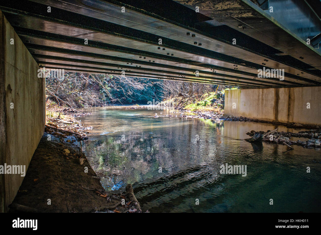 New railroad bridge over stream Stock Photo - Alamy