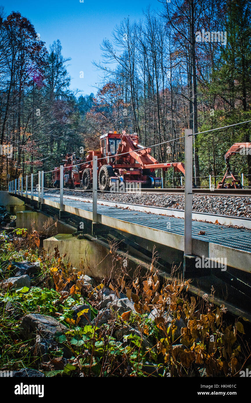 New railroad bridge over stream Stock Photo - Alamy