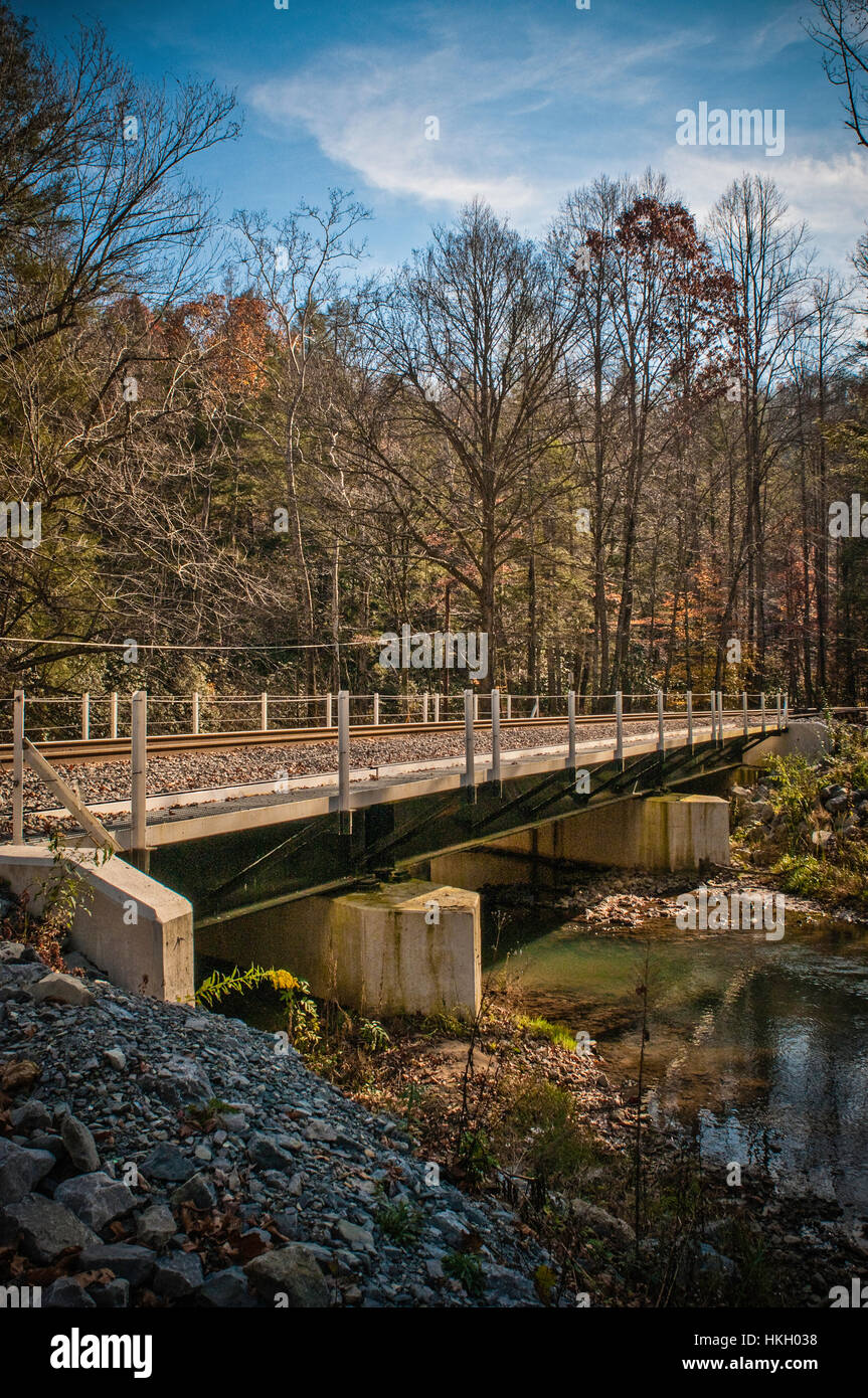 New railroad bridge over stream Stock Photo - Alamy