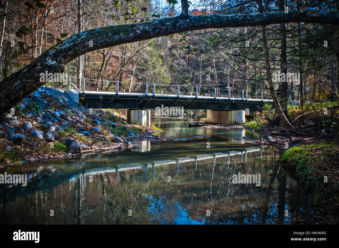 New railroad bridge over stream Stock Photo - Alamy