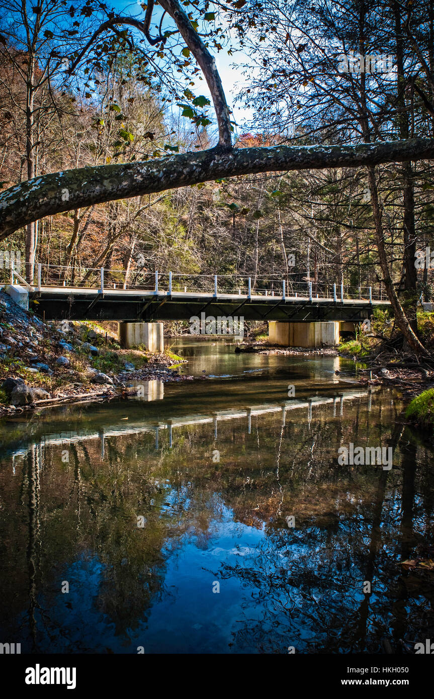 New railroad bridge over stream Stock Photo - Alamy