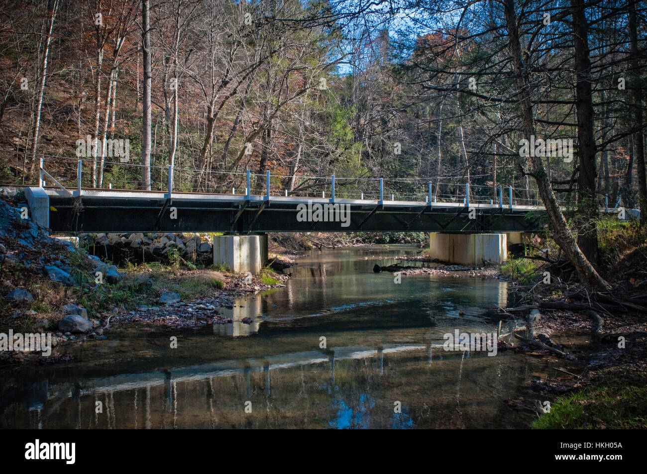 New railroad bridge over stream Stock Photo - Alamy