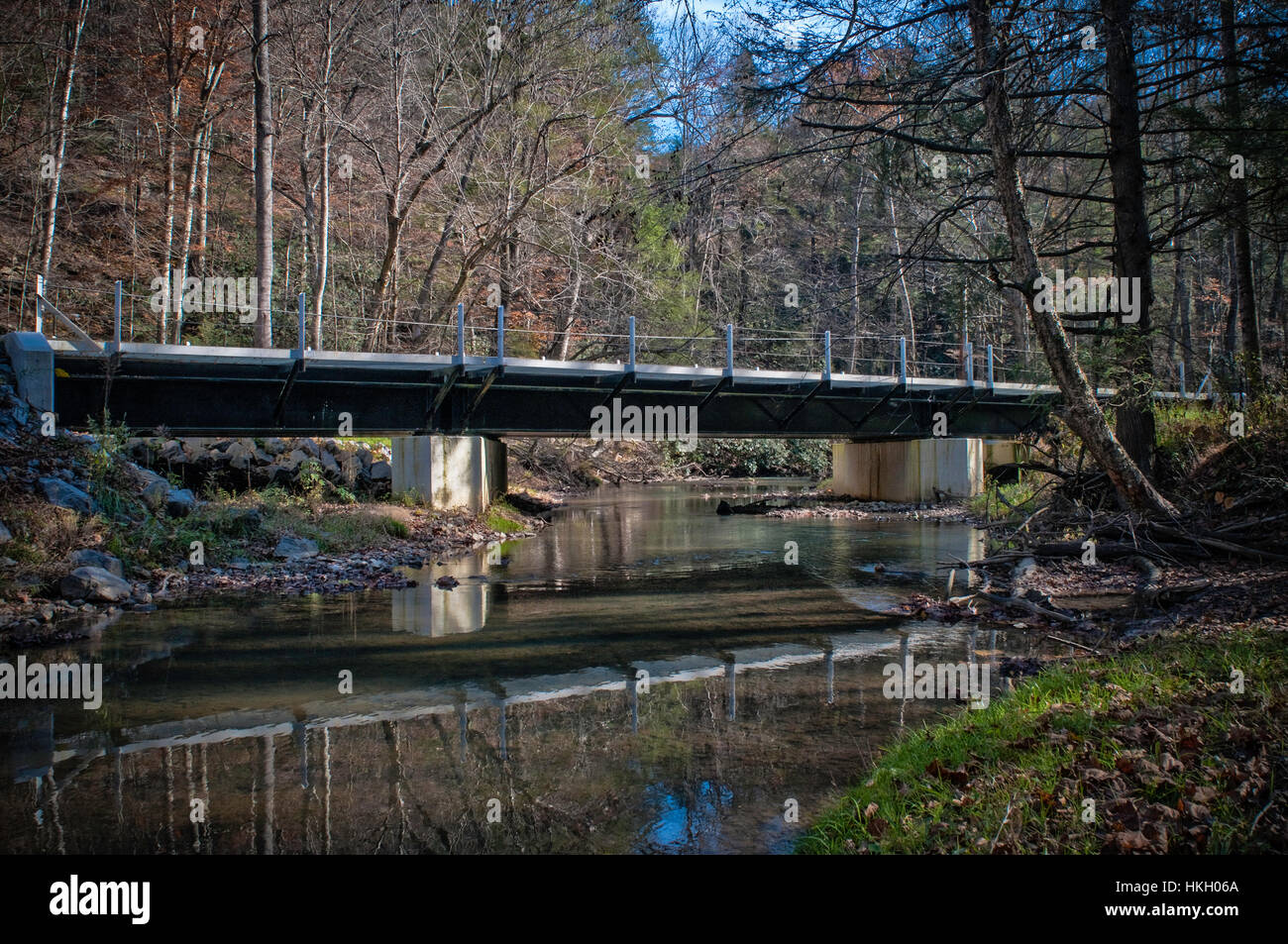 New railroad bridge over stream Stock Photo - Alamy