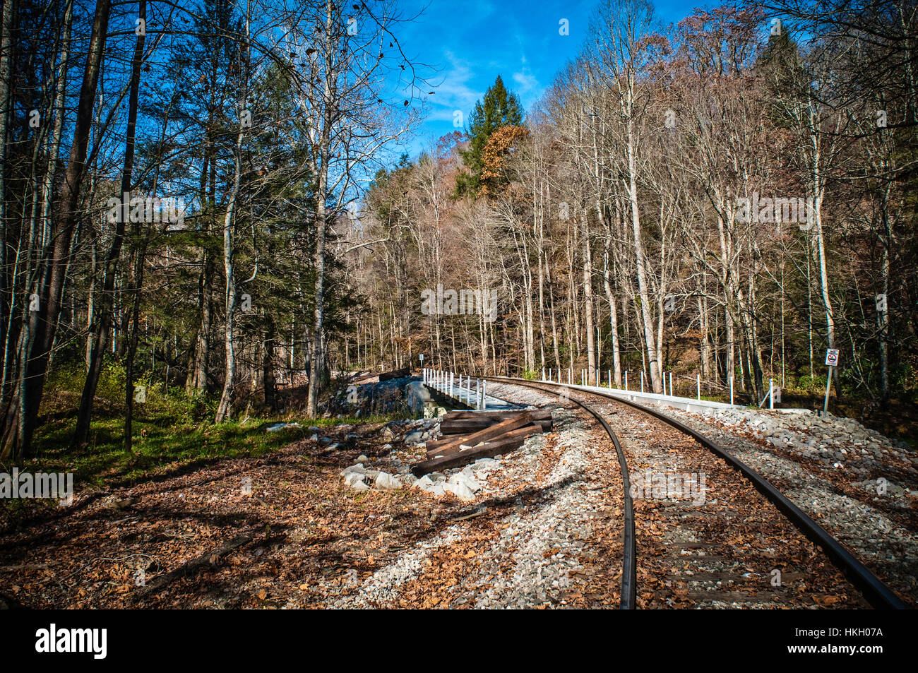 New railroad bridge over stream Stock Photo - Alamy