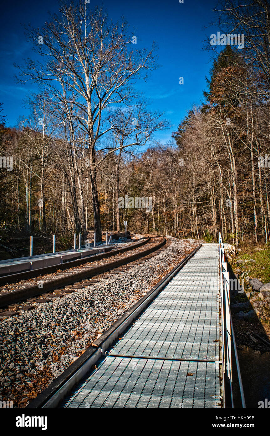 New railroad bridge over stream Stock Photo - Alamy