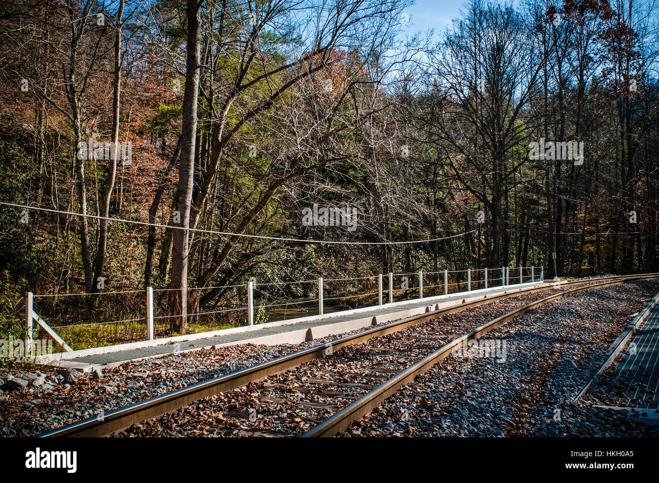 New railroad bridge over stream Stock Photo - Alamy