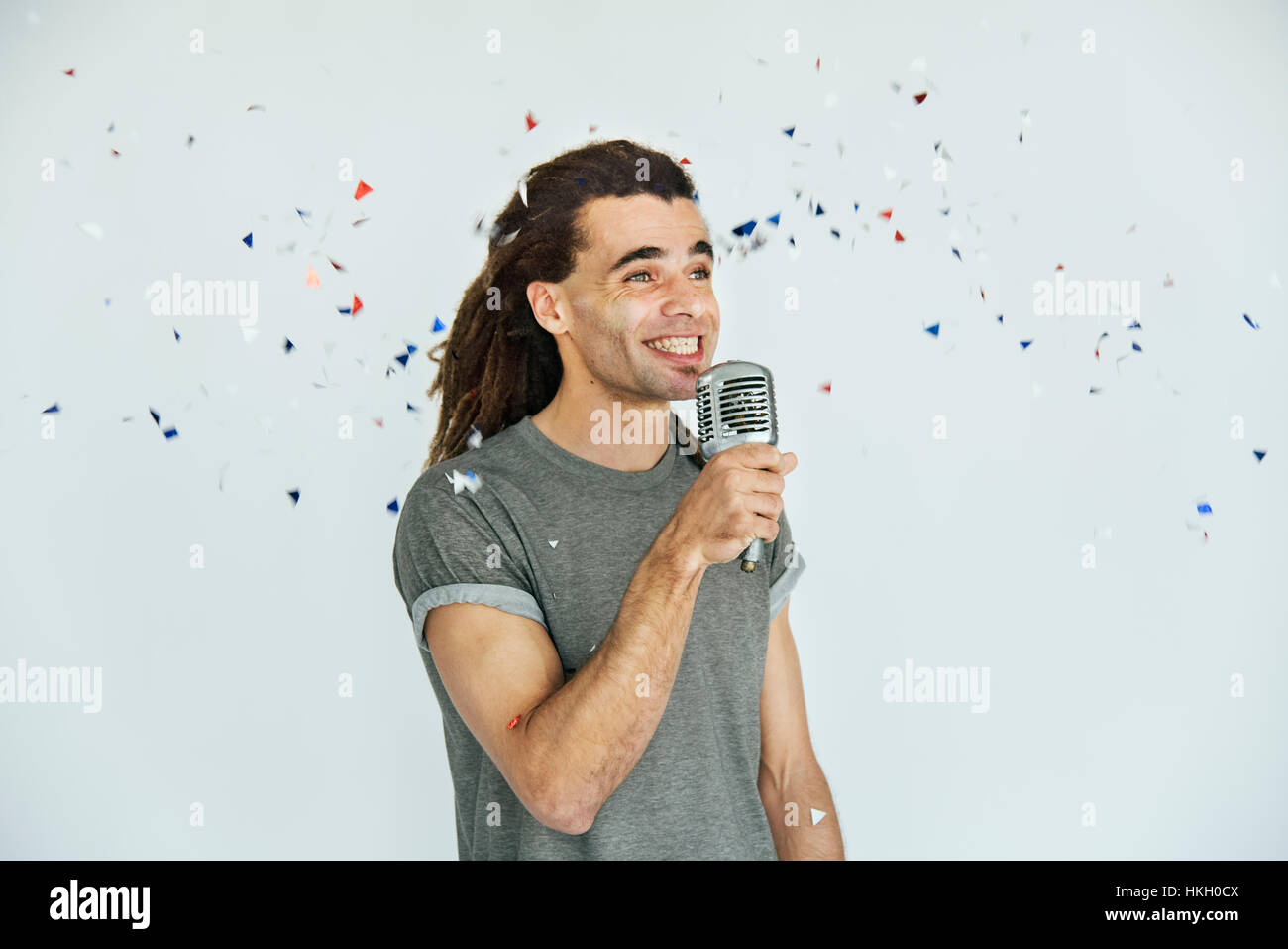 Man Smiling Happiness Carefree Emotional Expression Singing Concept ...