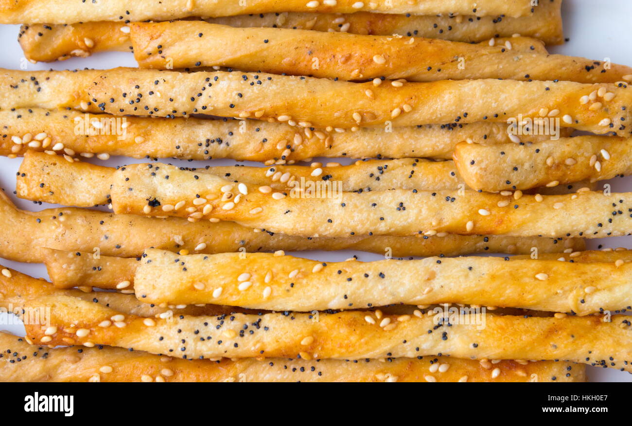 Salty snacks with sesame and poppy seeds Stock Photo - Alamy